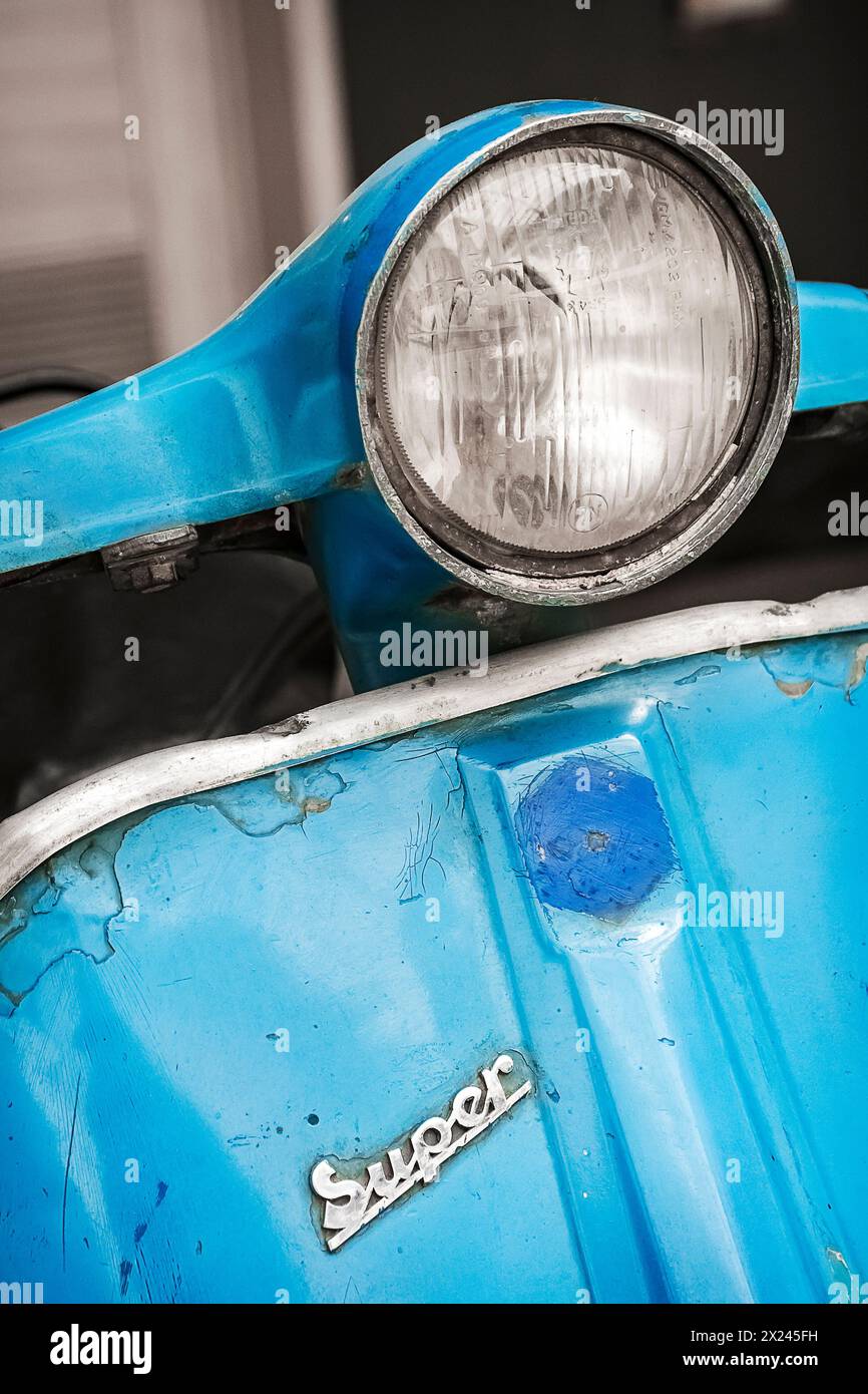 the beautiful front of the iconic Vespa Piaggio from the 1970s Stock ...