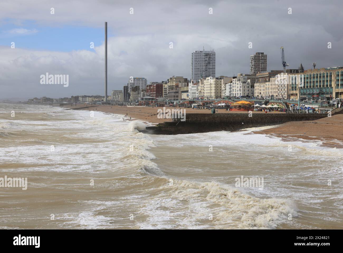 A bright and breezy April day on the seafront in Brighton, East Sussex ...