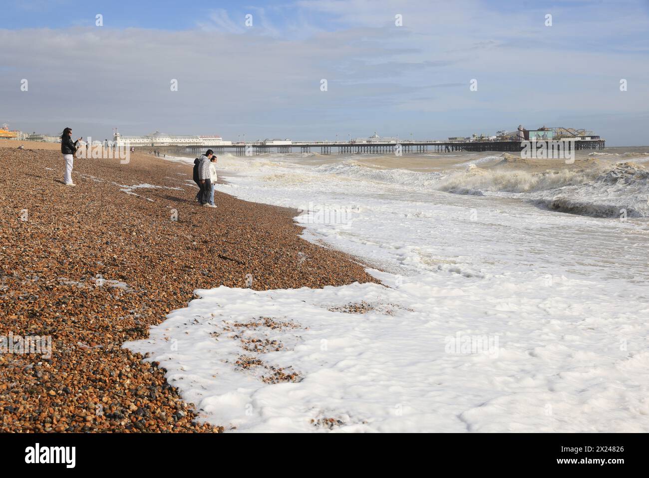 A bright and breezy April day on the seafront in Brighton, East Sussex ...