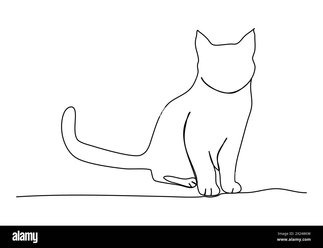 Cat, one line drawing vector illustration Stock Vector Image & Art - Alamy
