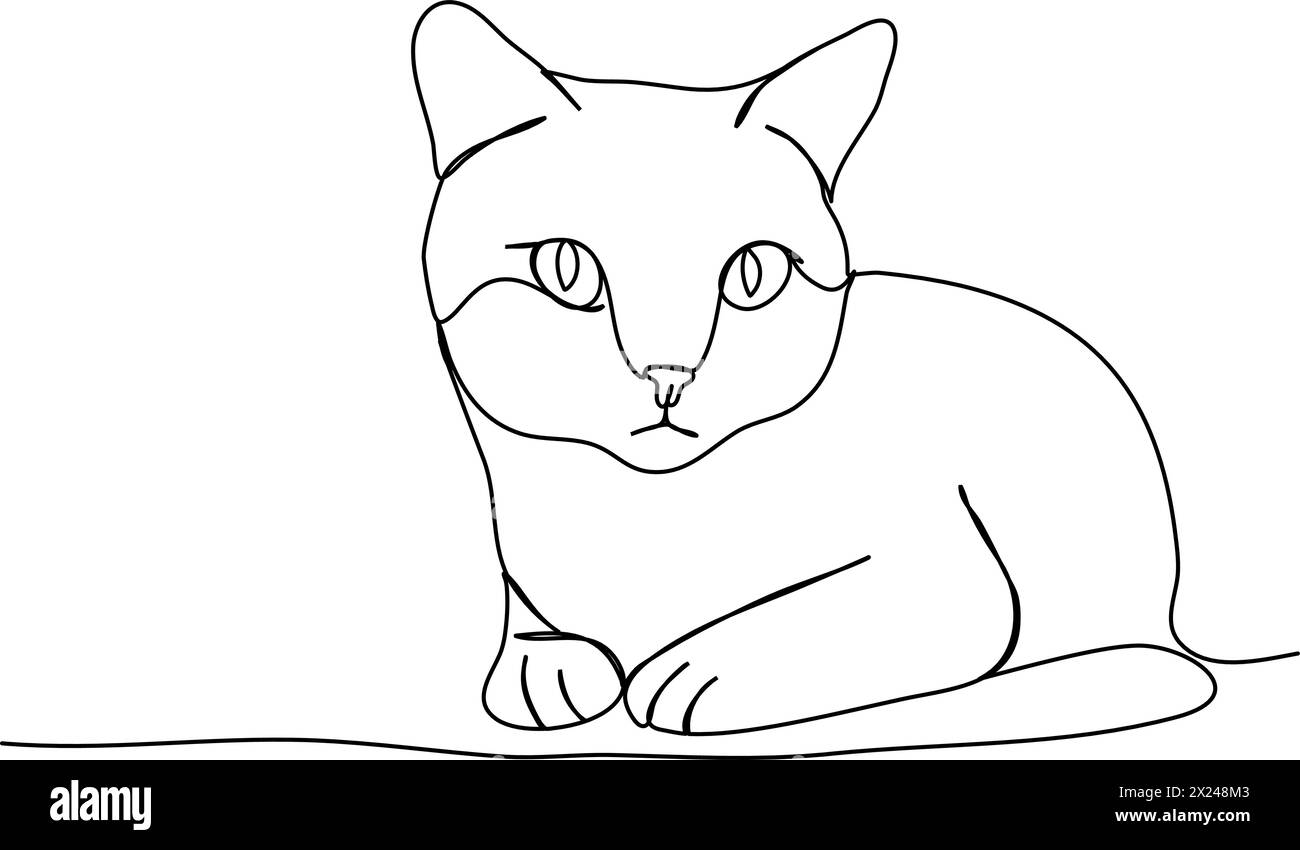 Cat, one line drawing vector illustration Stock Vector Image & Art - Alamy