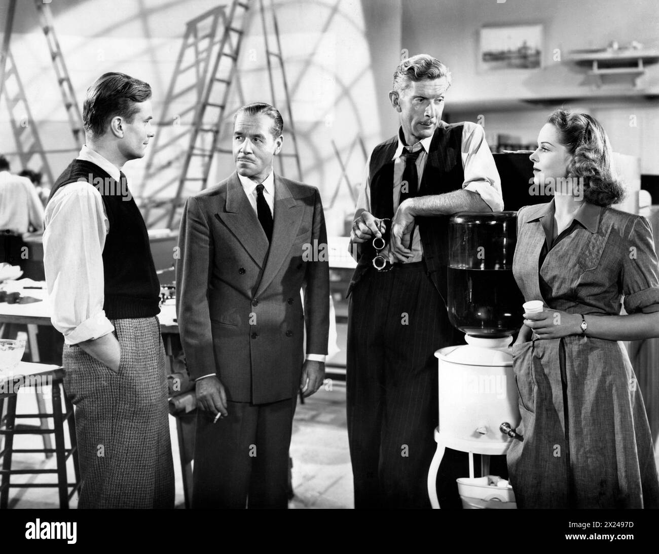 Kent Smith, Jack Holt, Alan Napier, Jane Randolph, on-set of the film, "Cat People", RKO Radio ...