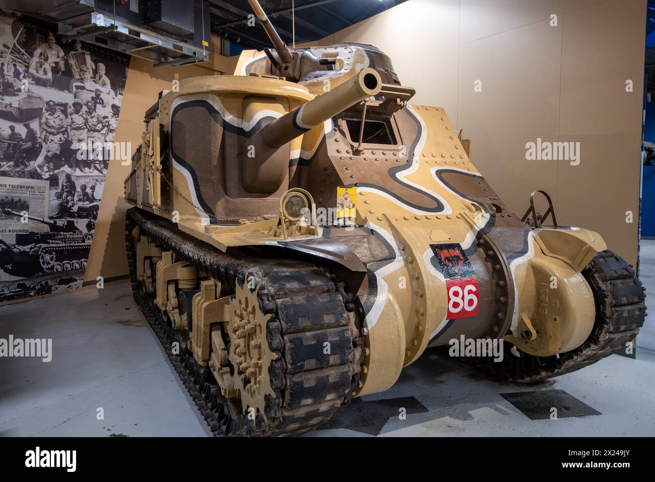 Bovington.Dorset.United Kingdom.February 25th 2024.An M3 Grant tank ...