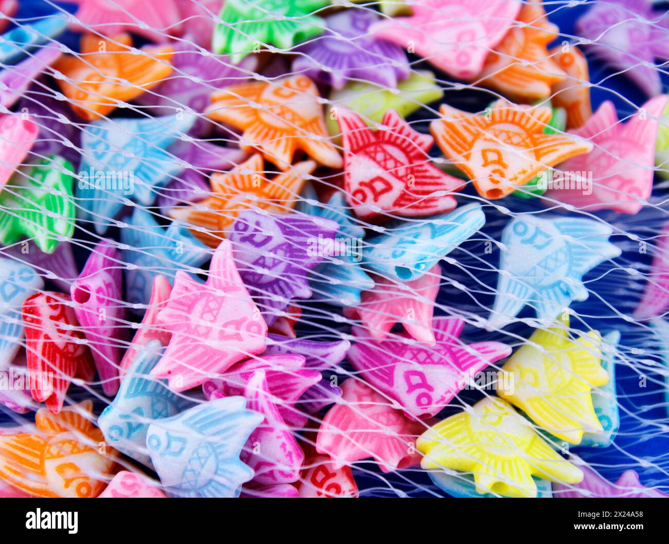 Colorful fish caught with a net Stock Photo - Alamy