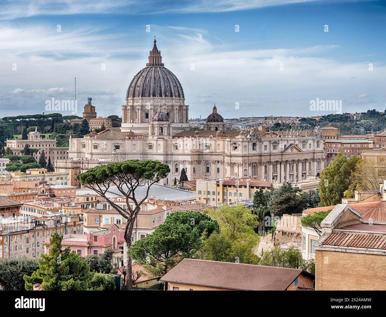 The Basilica of St. Peter dominates the skyline of the Vatican City ...