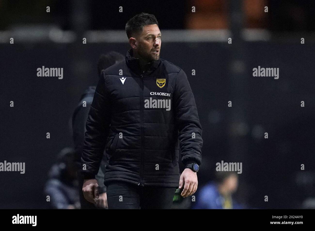 Oxford United manager Des Buckingham on the touchline during the Sky ...