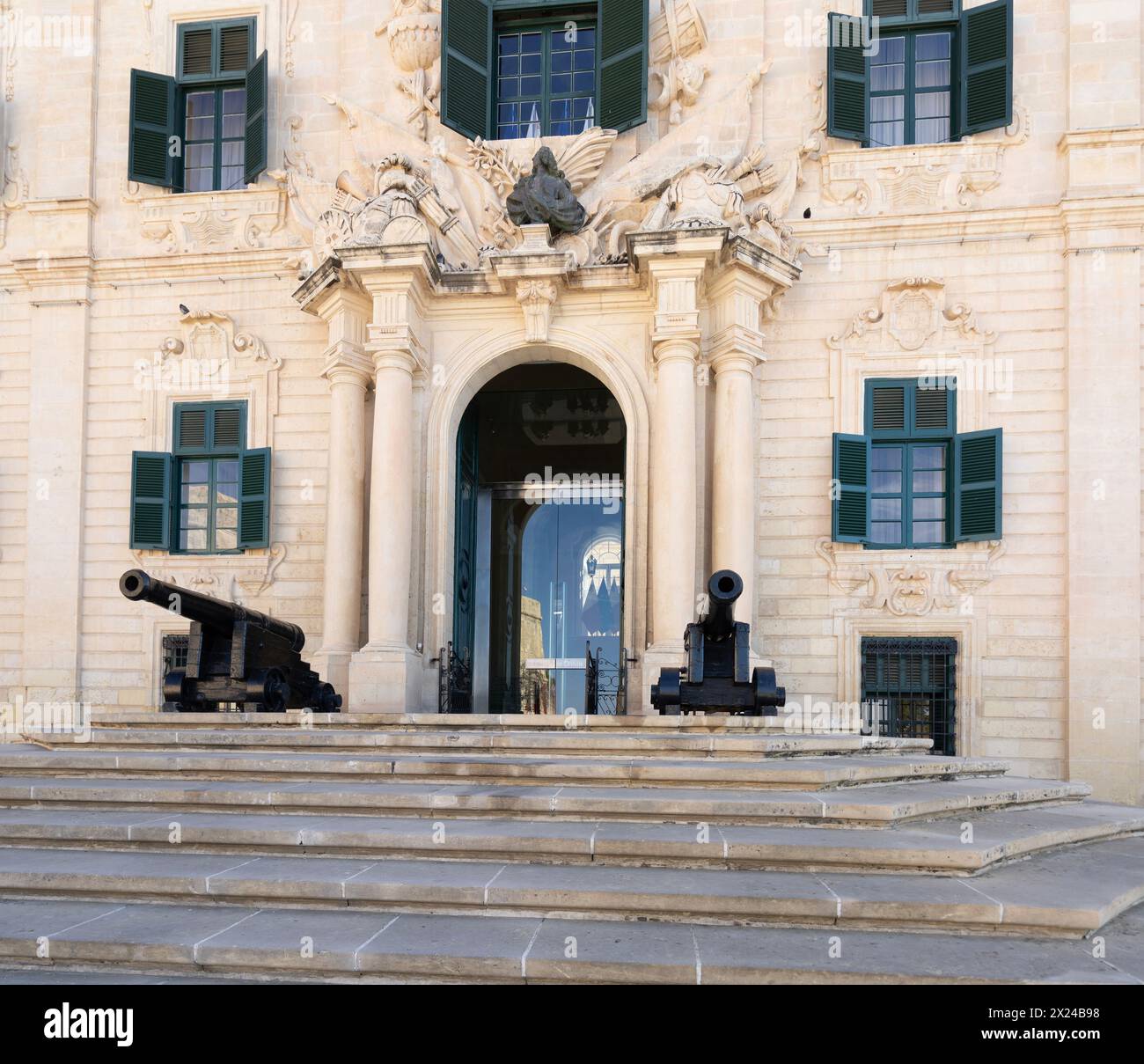 Valletta, Malta, April 04, 2024. the cannons at the entrance to the ...