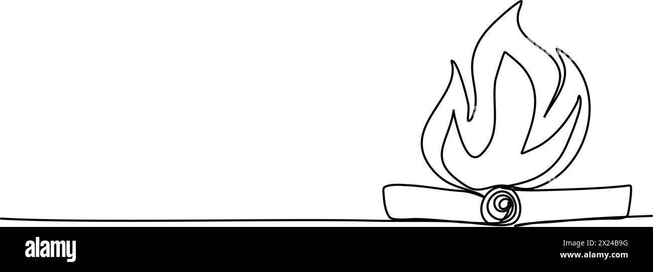 Campfire, one line drawing vector illustration Stock Vector Image & Art ...