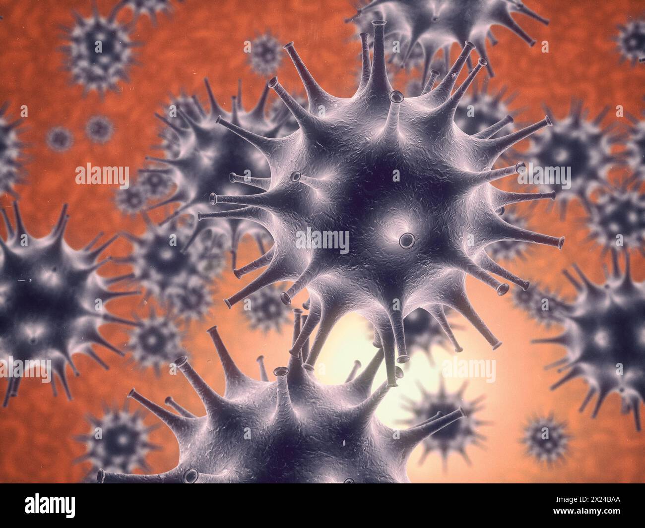 Infection, cell and molecule with abstract, render or illustration of ...