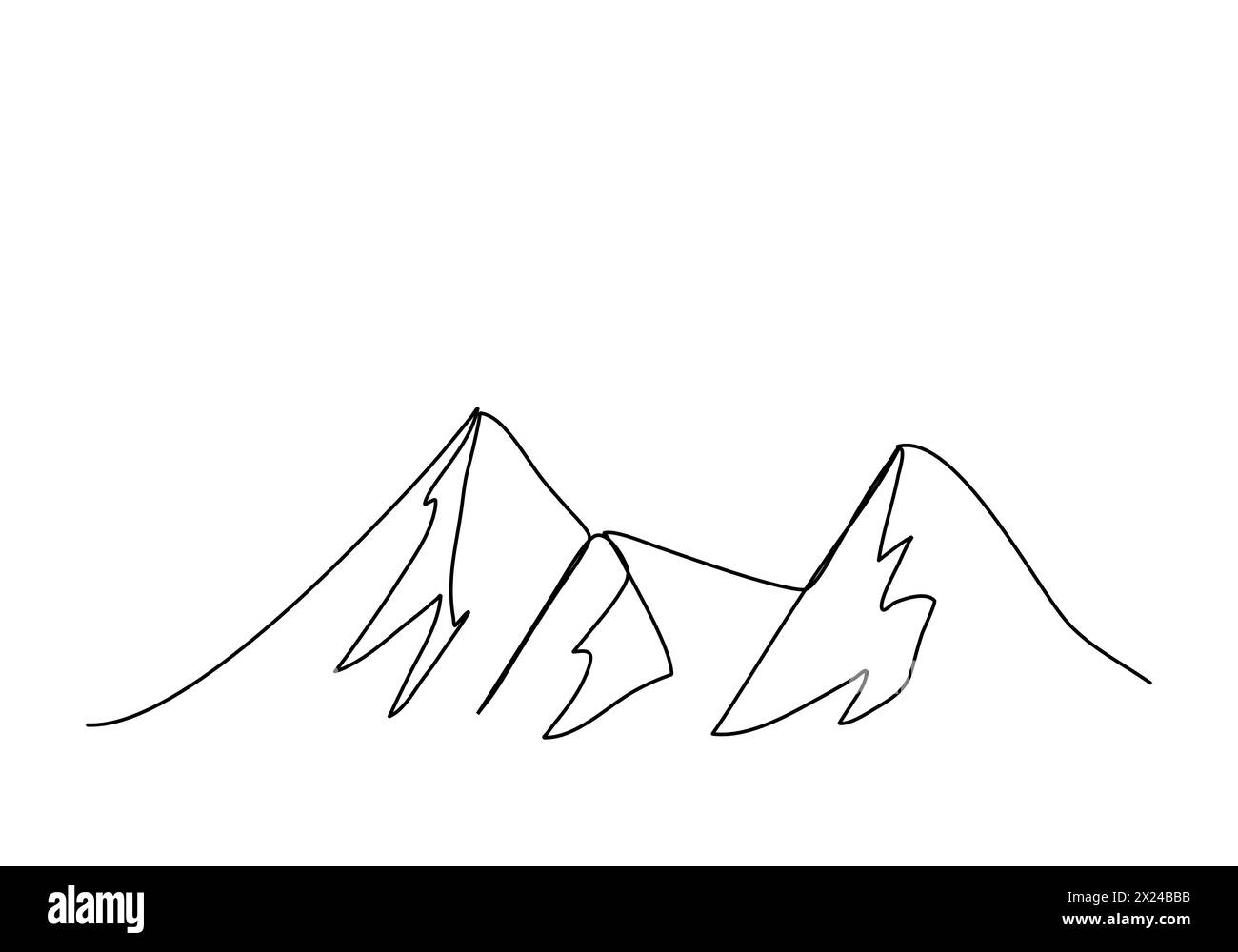 Mountains, one line drawing vector illustration Stock Vector Image ...