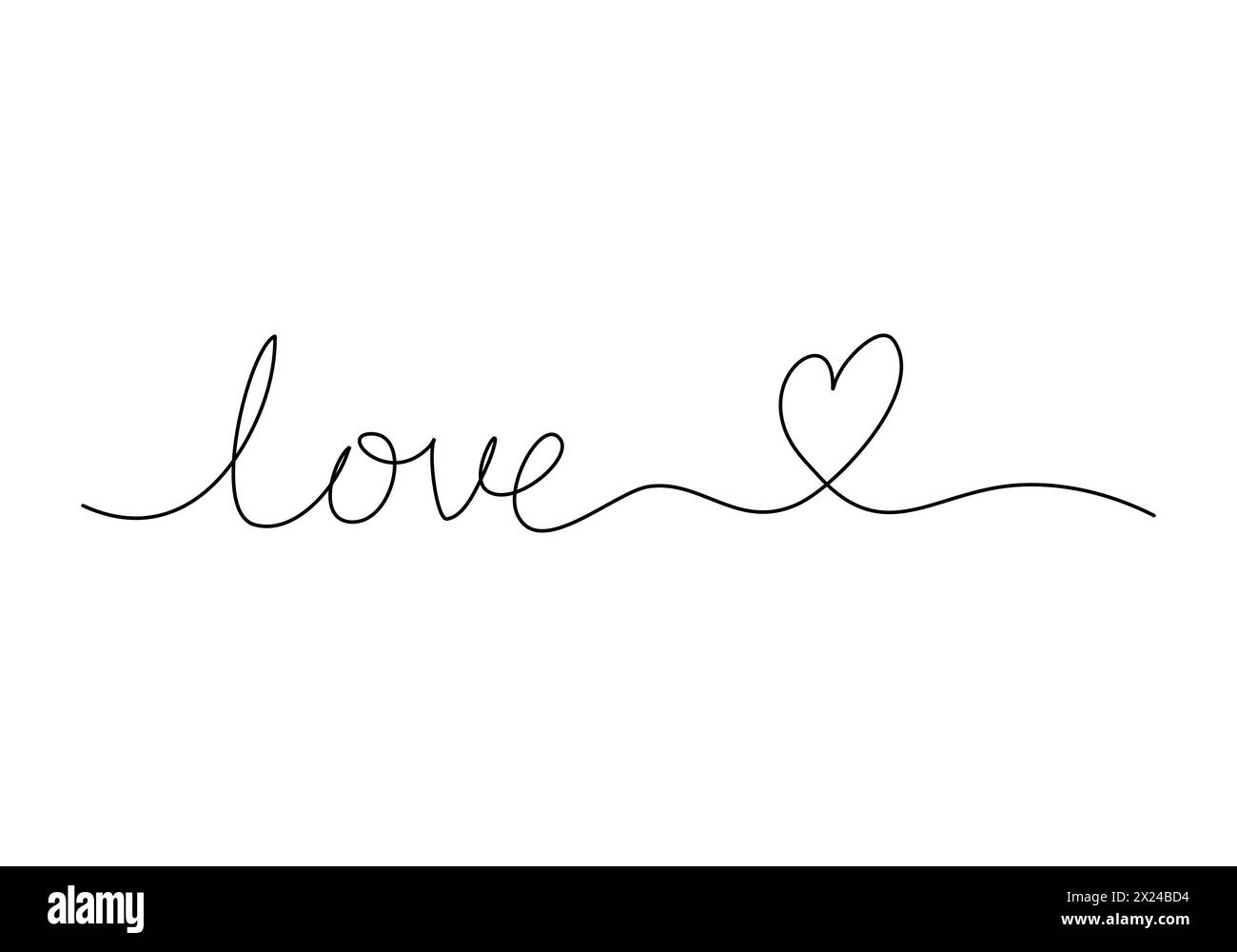 Word LOVE with heart. One line drawing vector illustration Stock Vector ...