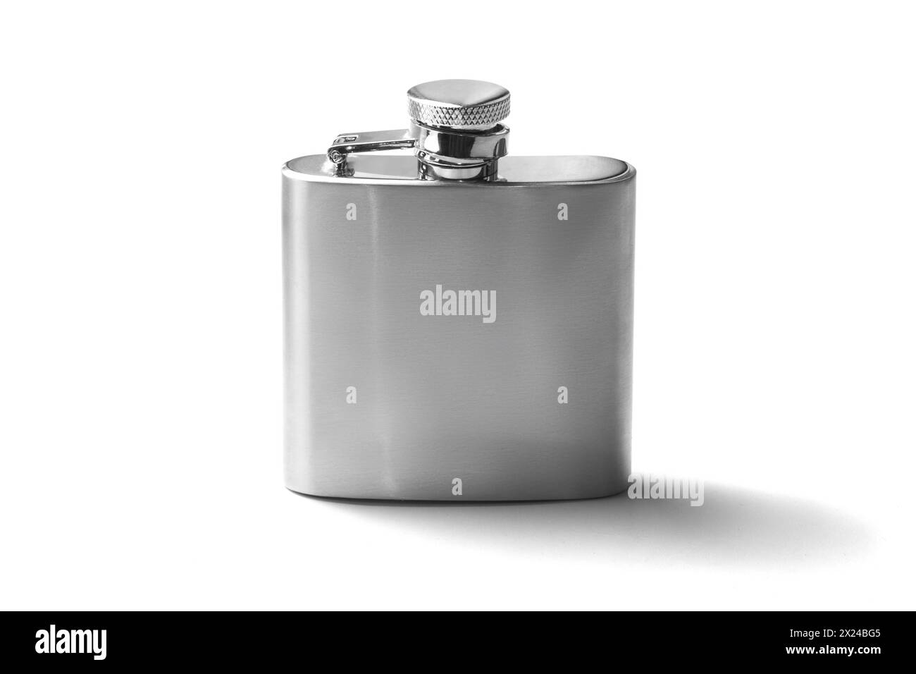Small metal flask alcohol container isolated on white background ...