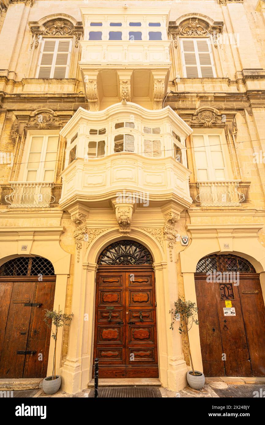 Valletta, Malta, April 03, 2024. external view of the typical entrance ...
