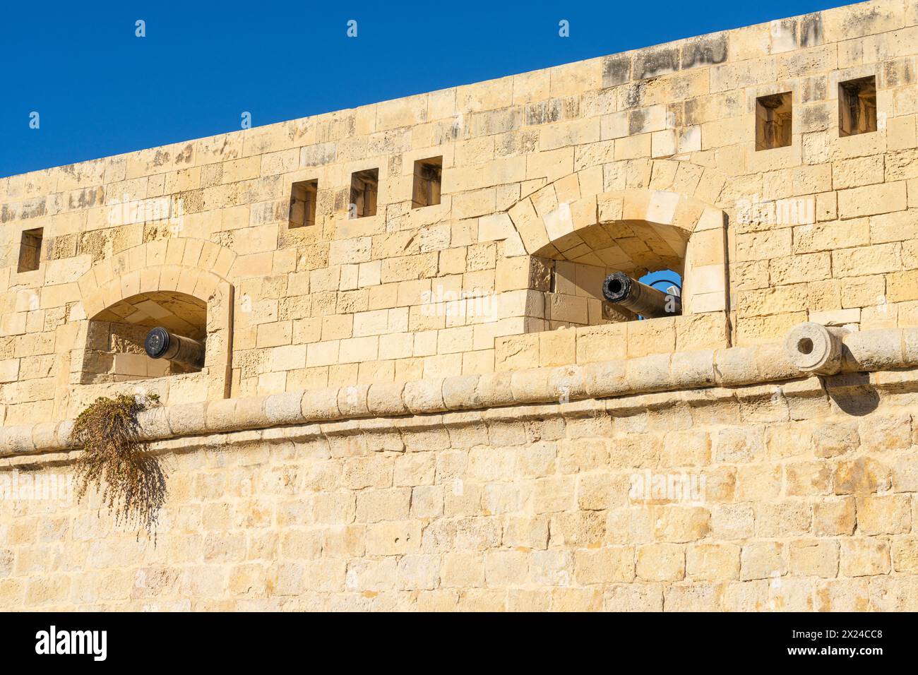 Valletta, Malta, April 03, 2024. the cannons on the ramparts of St ...
