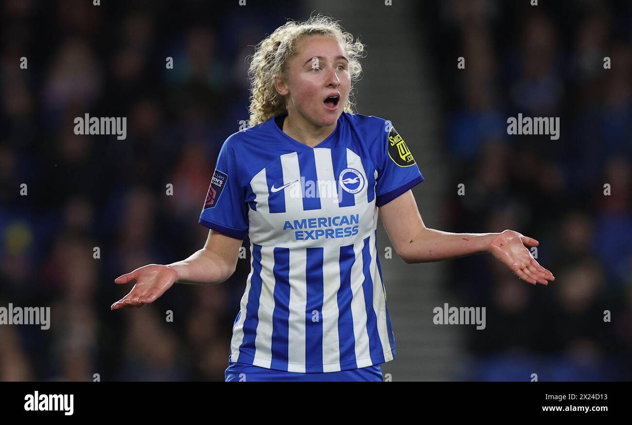 Brighton, UK. 19th Apr, 2024. Brighton's Katie Robinson during the ...