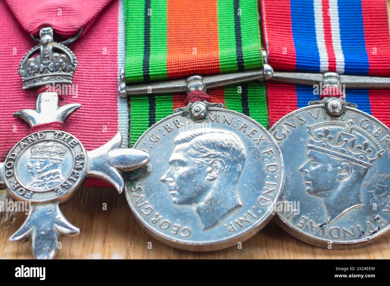 Surrey, UK. 19th Apr, 2024. Medals belonging to WWII veteran Neil ...