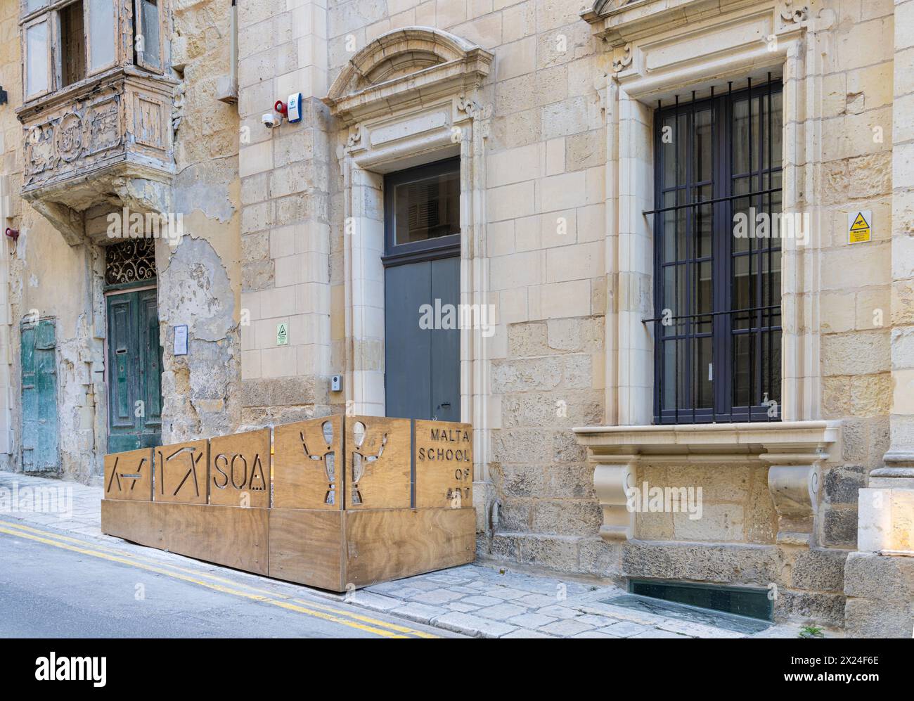 Valletta, Malta, April 03, 2024. Exterior view of the Malta School of ...