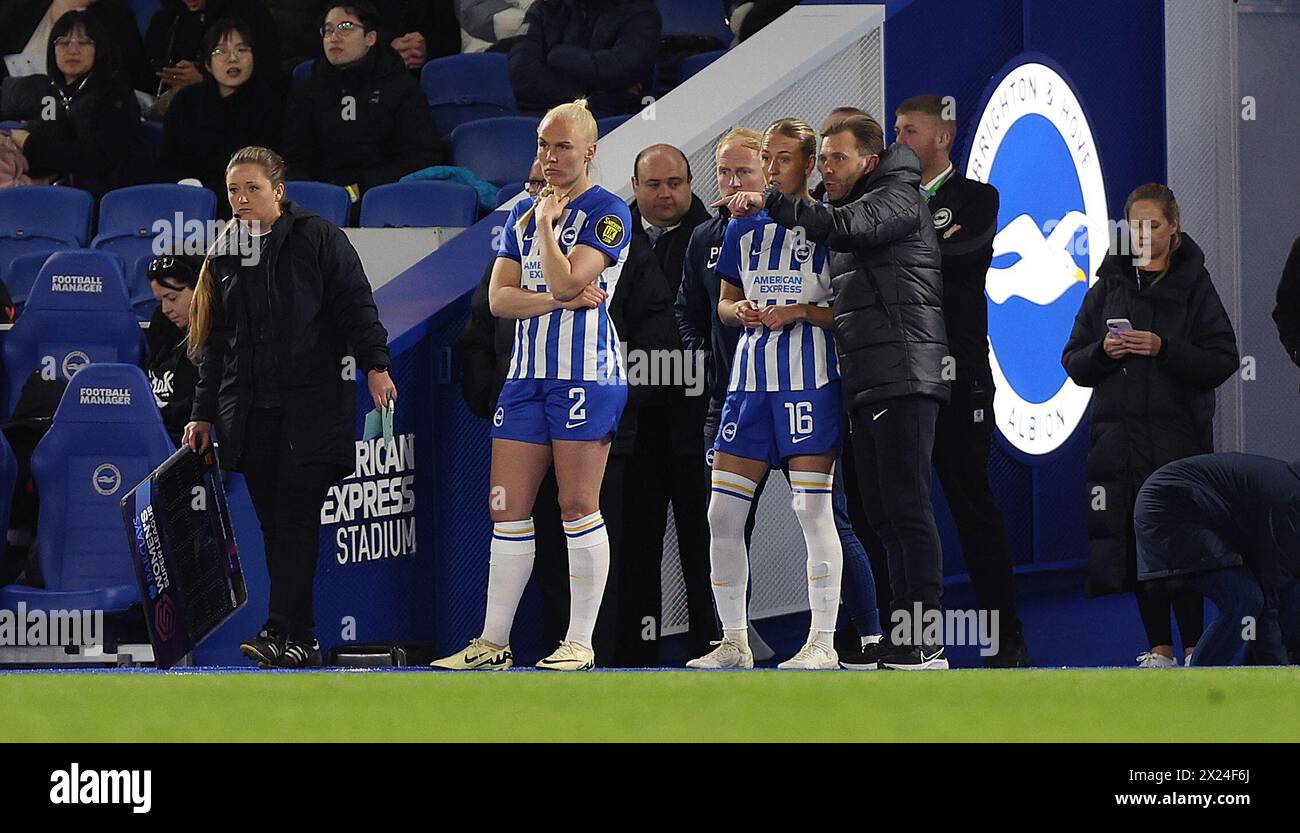 Brighton, UK. 19th Apr, 2024. Brighton interim Head Coach Mikey Harris ...