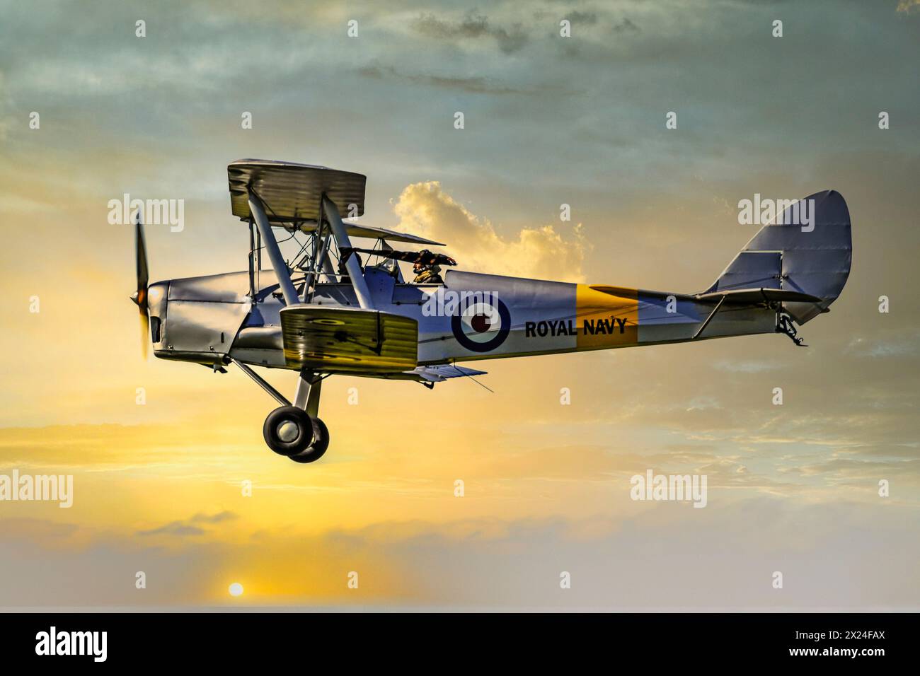 A 1930s De Havilland Tiger Moth in Royal navy Flight Training colors ...