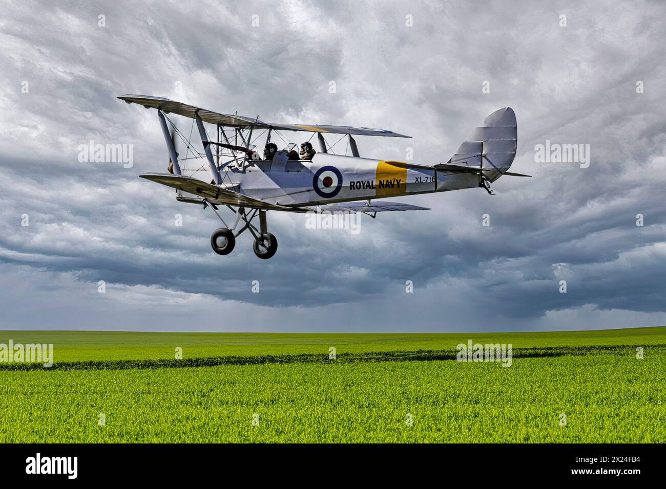 A 1930s De Havilland Tiger Moth in Royal navy Flight Training colors ...