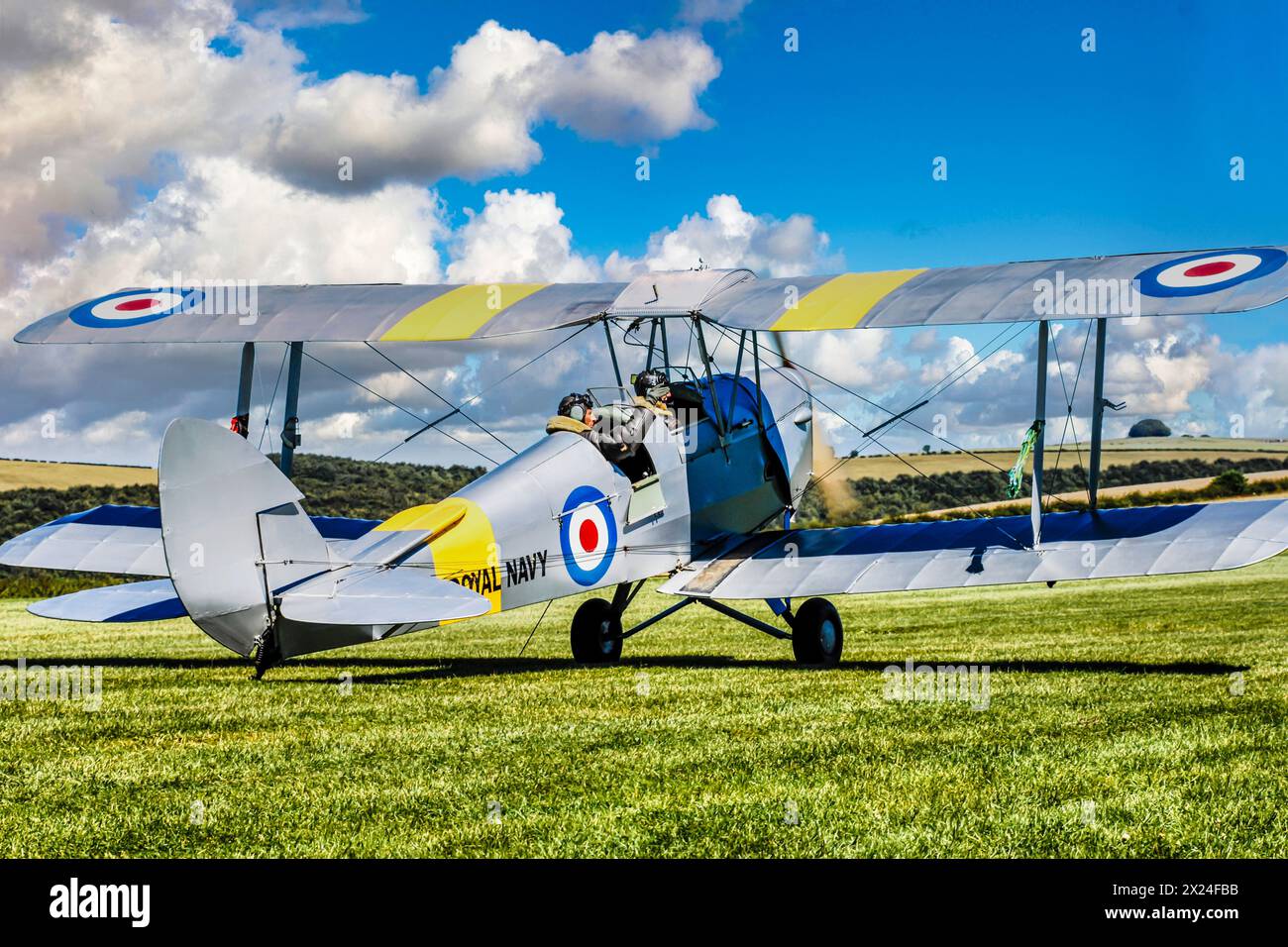 A 1930s De Havilland Tiger Moth in Royal navy Flight Training colors ...
