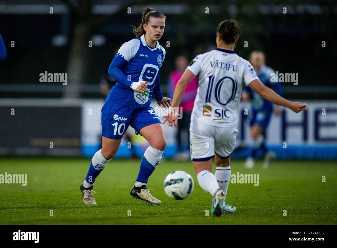 Gent, Belgium. 19th Apr, 2024. Kaa Gent Ladies's Karlijn Helsen and ...