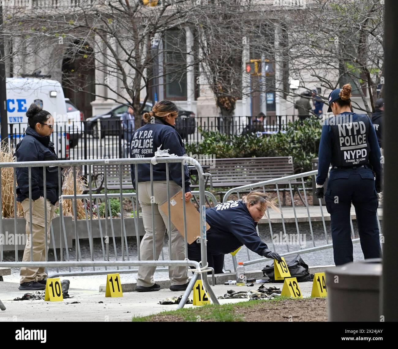 April 19, 2024, New York, New York, USA: In the aftermath of a man ...