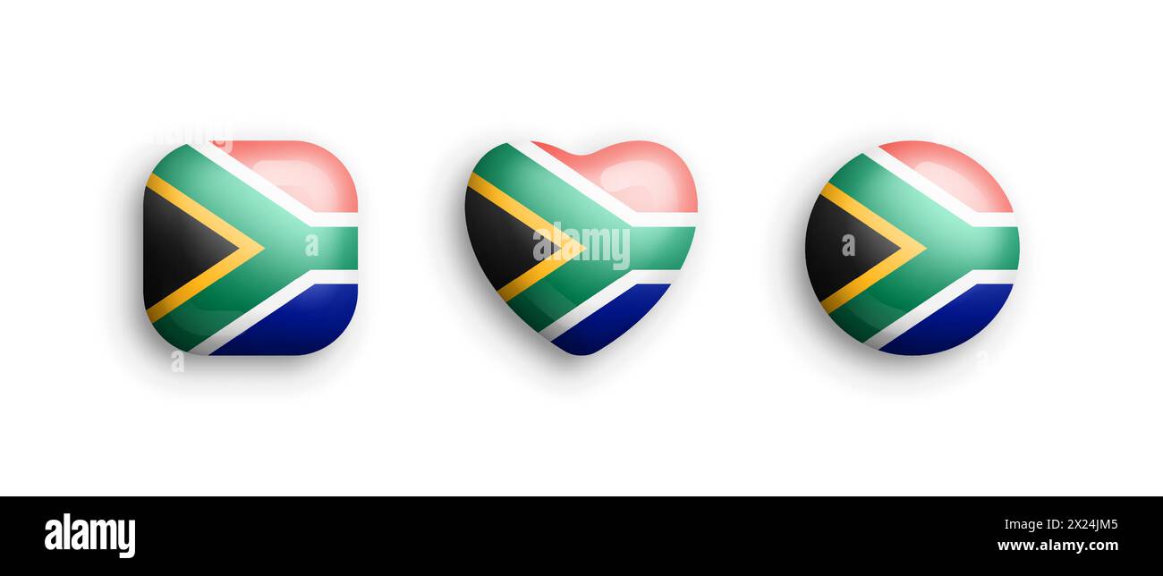 South Africa Official National Flag 3D Vector Glossy Icons In Rounded ... South Africa Official National Flag 3D Vector Glossy Icons In Rounded ...