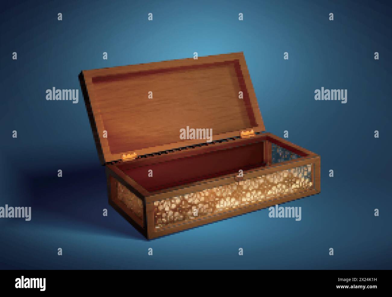 Wooden Quran box made of timber and glass with its lid opened in 3d ...