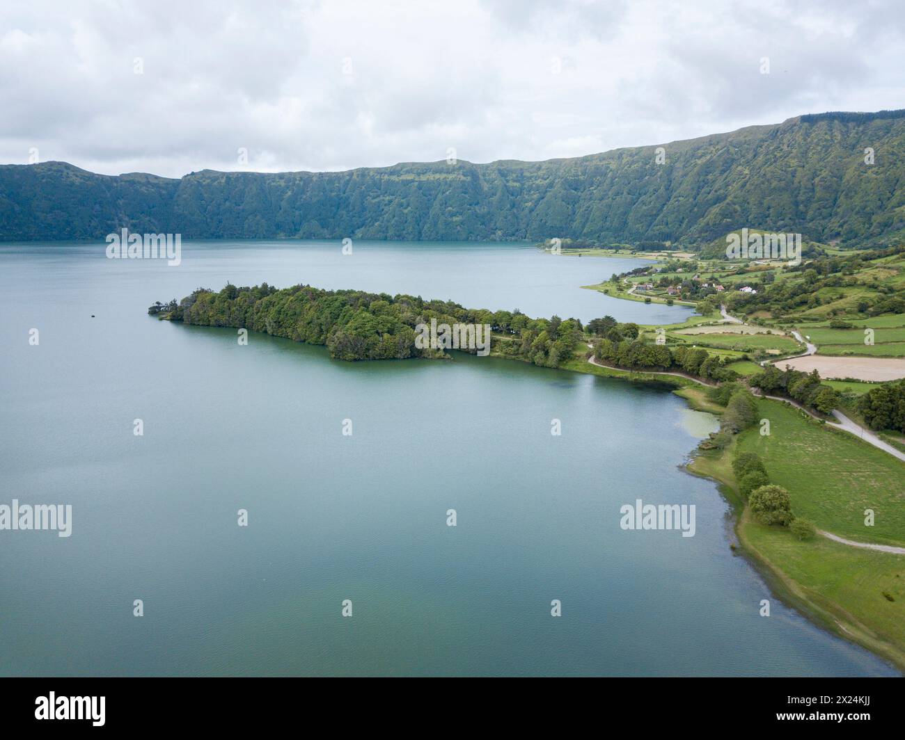 Aerial view of Sete Cidades Lake. Island of São Miguel, Azores Portugal ...