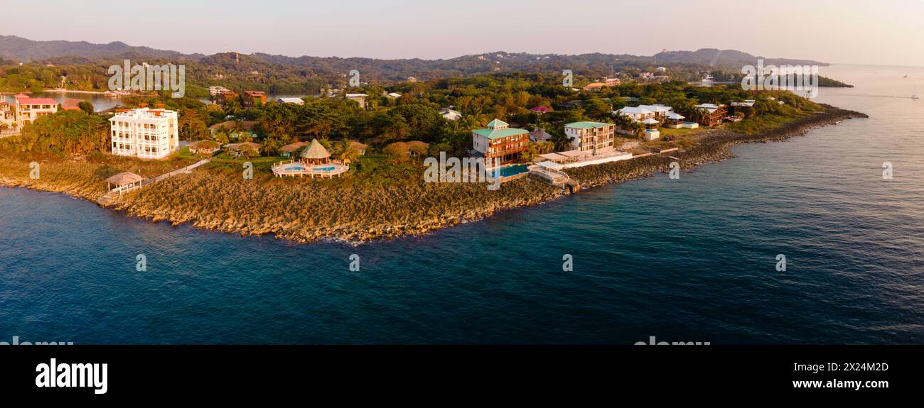 Aerial panoramic photograph of resorts to the east of West End Village ...