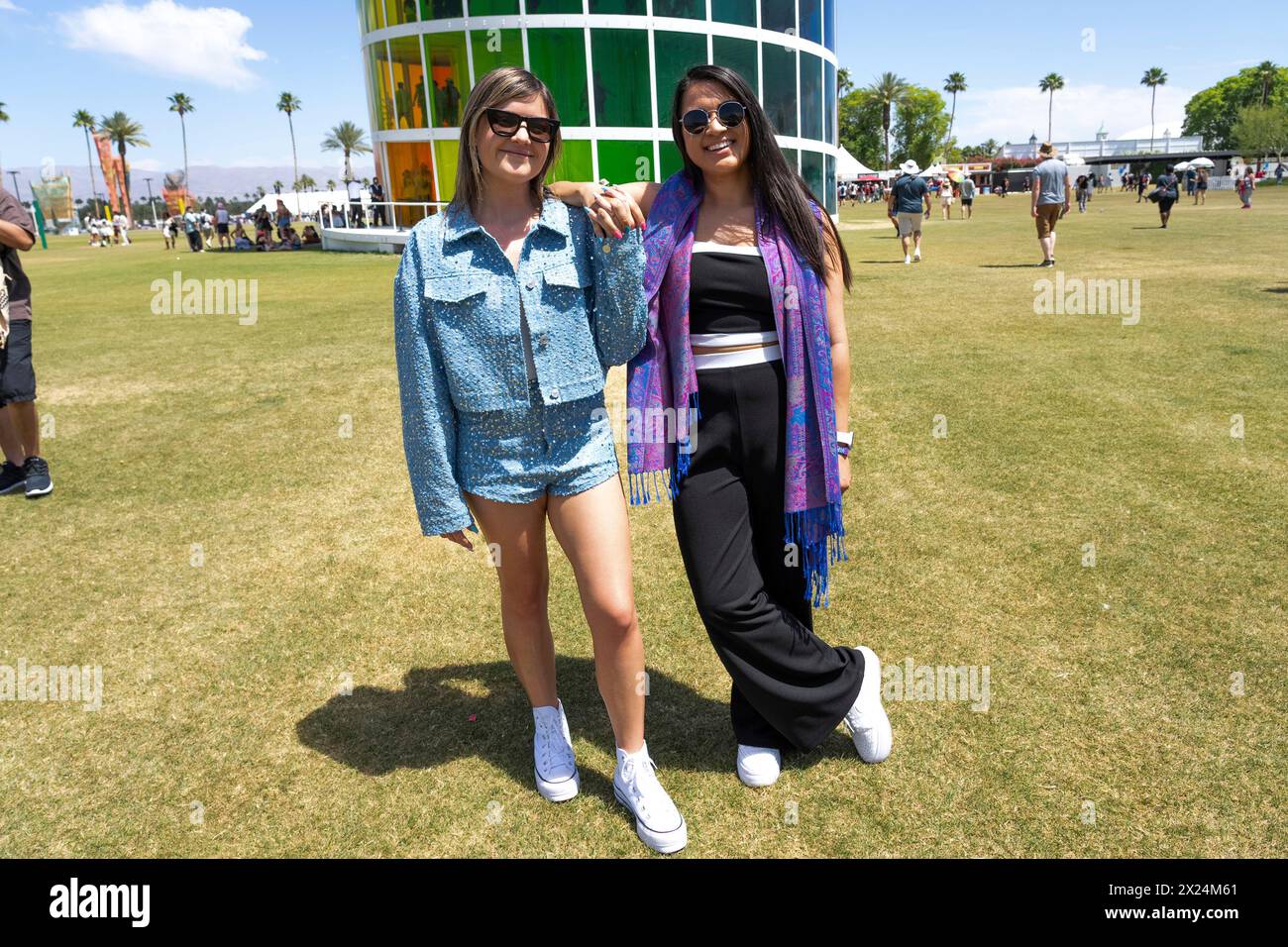Festivalgoers are seen during the second weekend of the Coachella ...