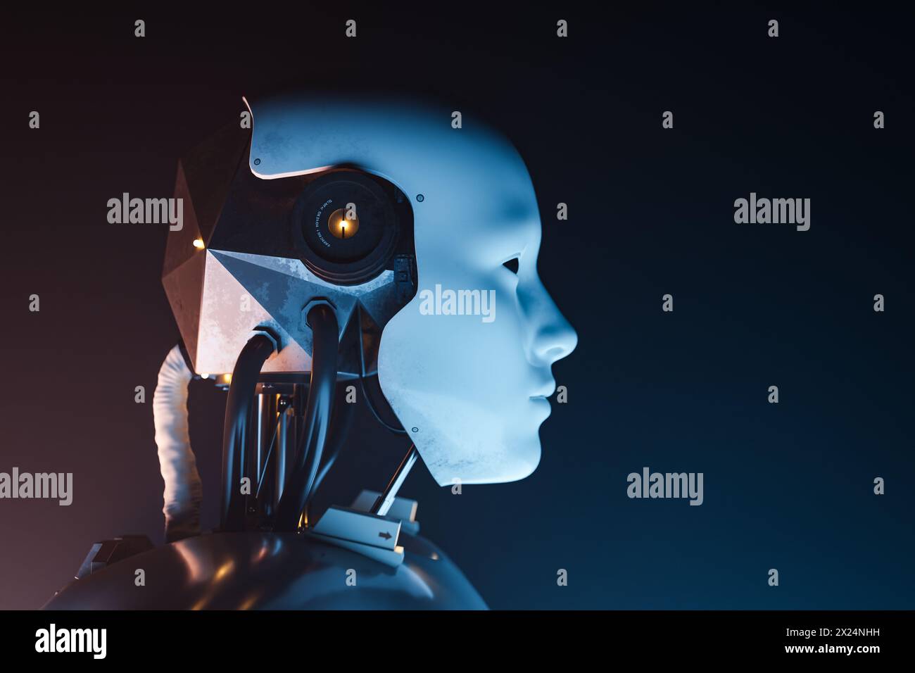 AI humanoid robot concept face. 3d rendering Stock Photo - Alamy