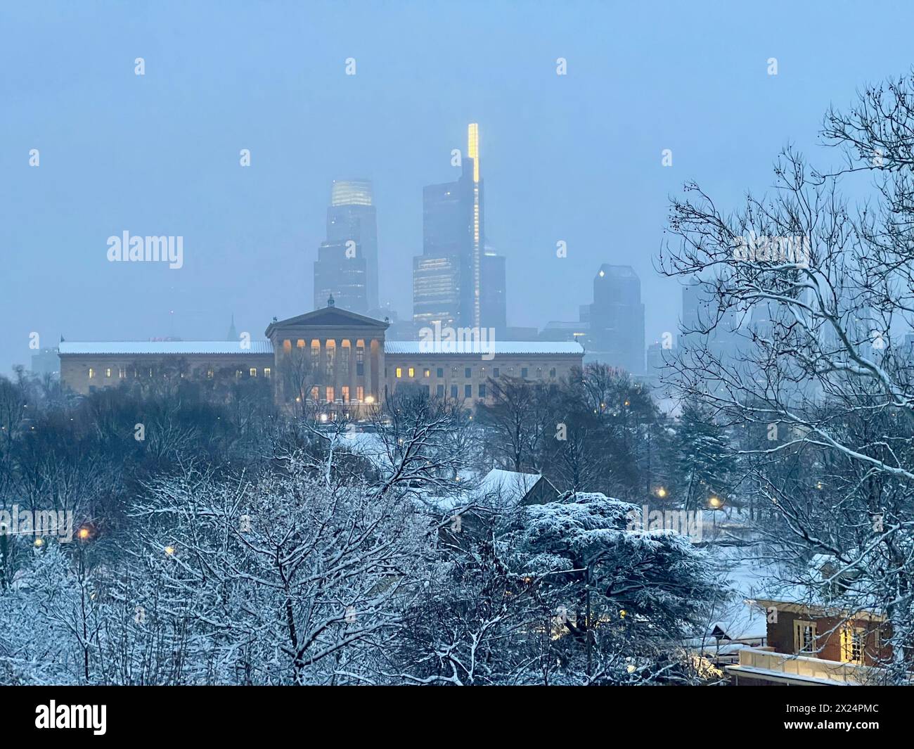 The Philadelphia Museum of Art and the towers of Center City are ...