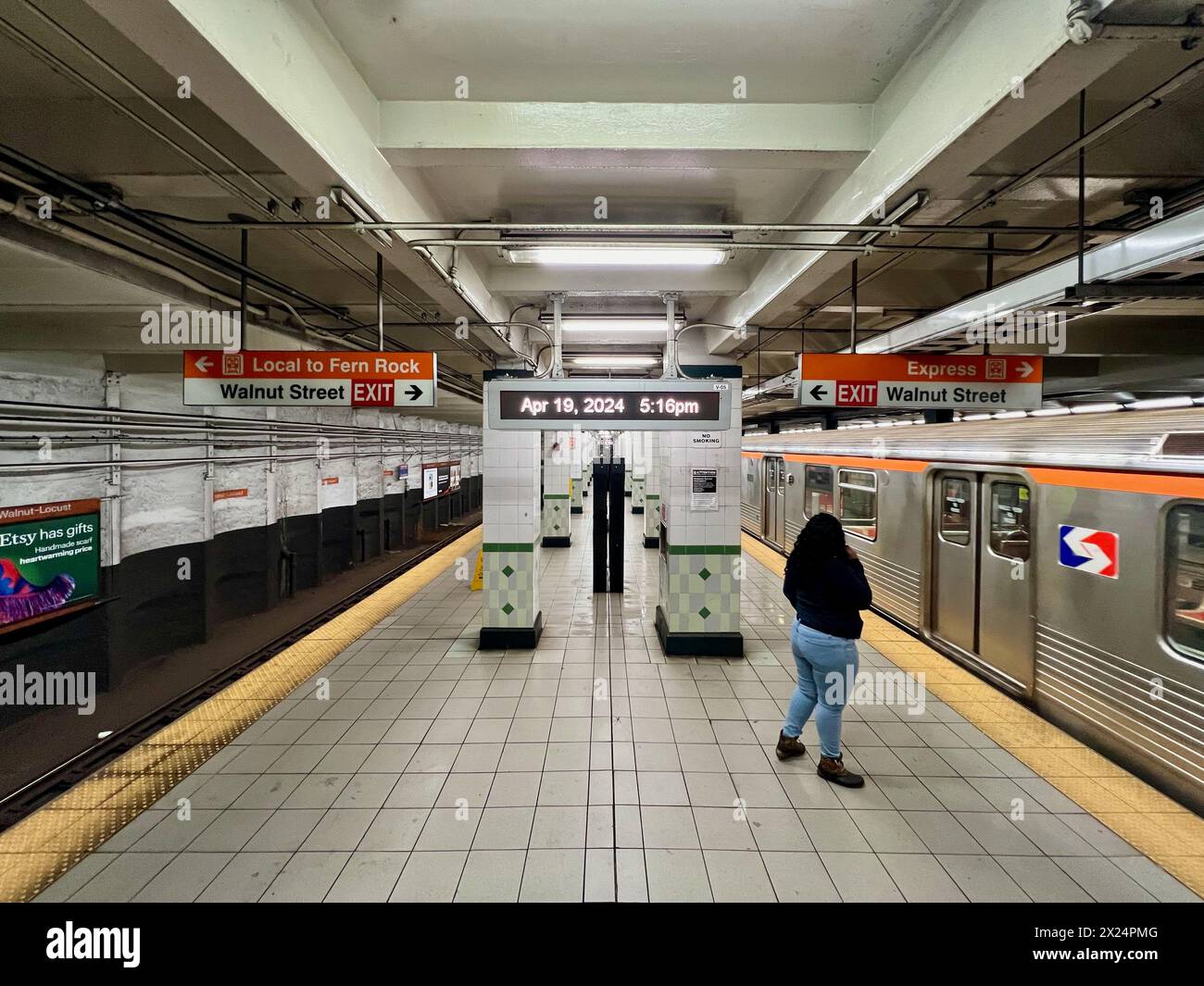 A SEPTA Broad Street Line train pulls into Walnut-Locust station Stock ...