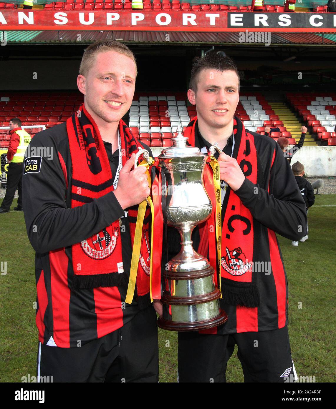 Stuart Dallas Crusaders FC. Stuart Dallas (right) with Chris Morrow and ...