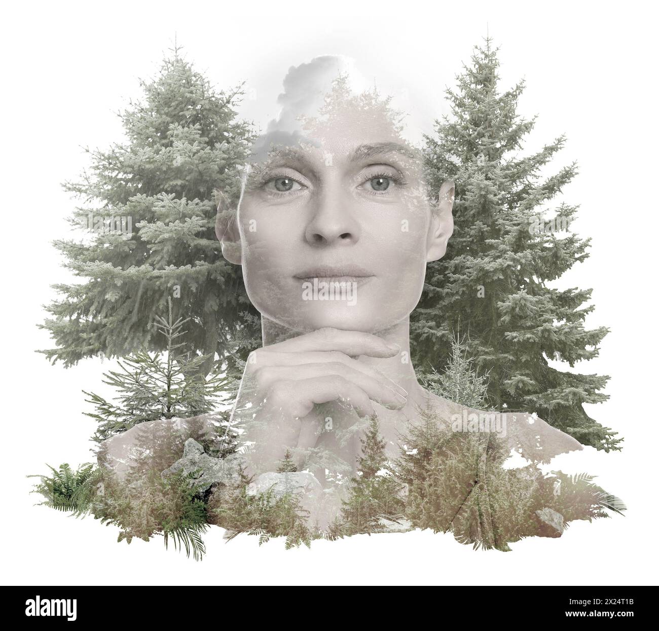 Multiple exposure caucasian woman Cut Out Stock Images & Pictures - Alamy