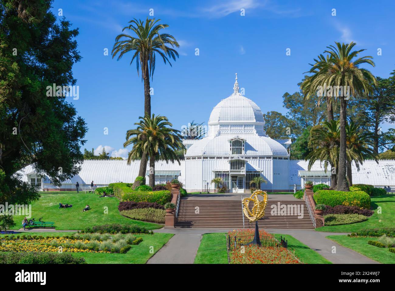 Golden Gate Park, San Francisco, California. The white domed building is the Conservatory of ...