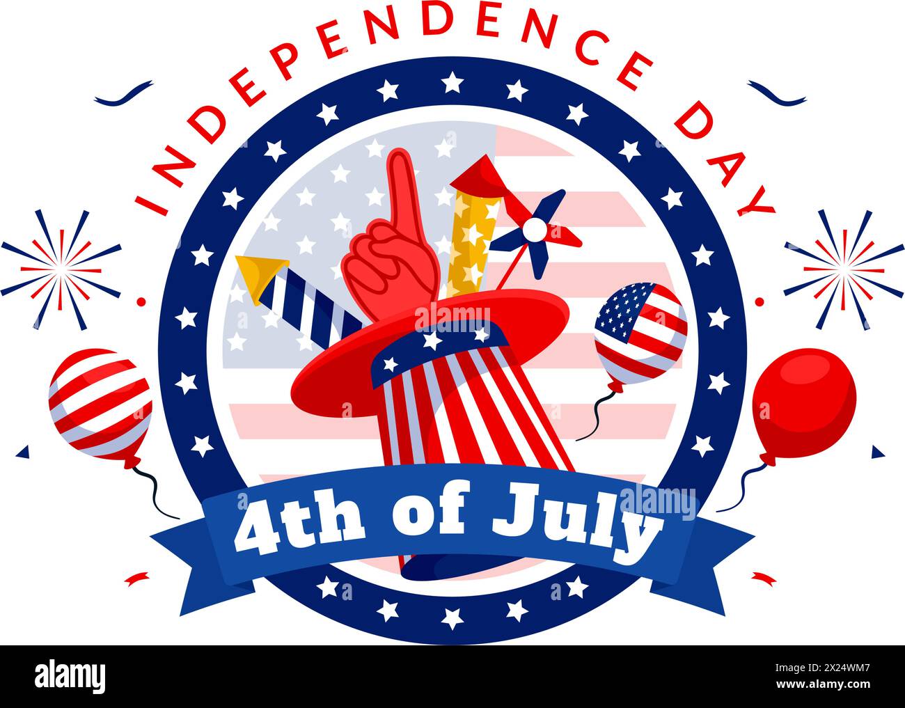 4th of July Happy Independence Day USA Vector Illustration with ...