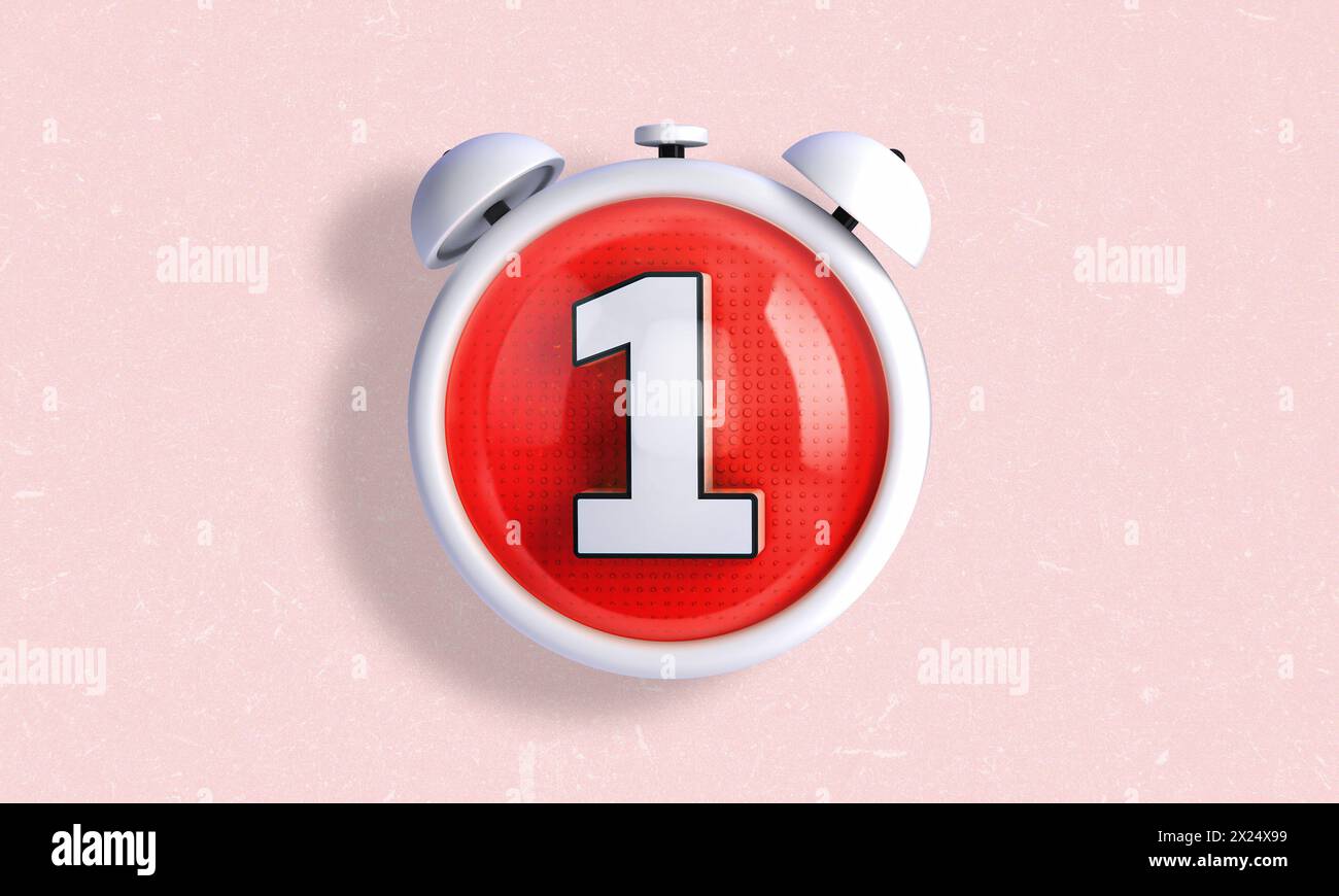 3D illustration of a clock style counter and stopwatch in white color ...