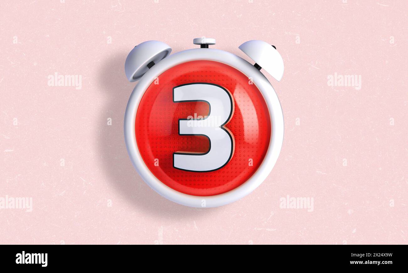 3D illustration of a clock style counter and stopwatch in white color ...