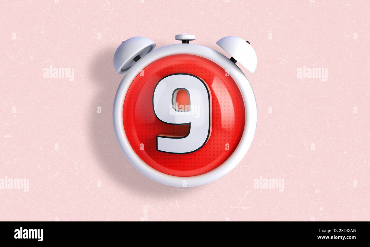 3D illustration of a clock style counter and stopwatch in white color ...