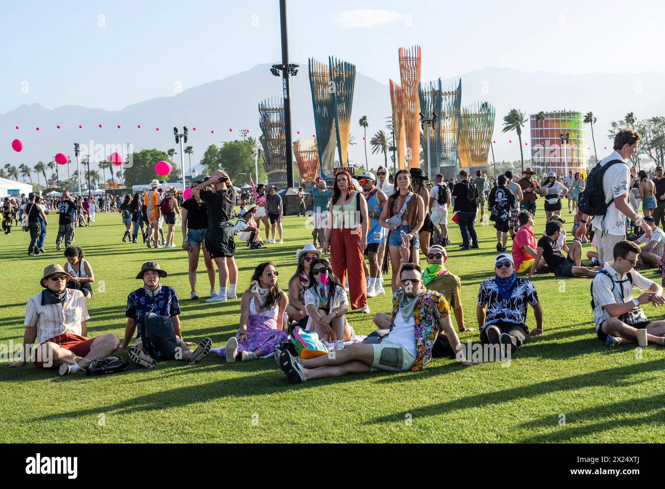 Festivalgoers are seen during the second weekend of the Coachella ...