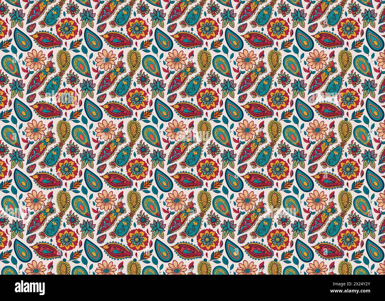 Seamless Pattern Based On Traditional Asian Elements Paisley Stock