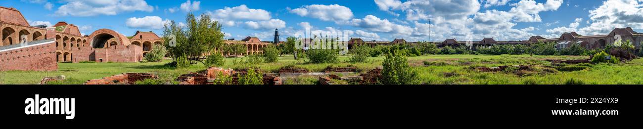 Panoramic of the inner ruined courtyard of Fort Jefferson on Dry ...