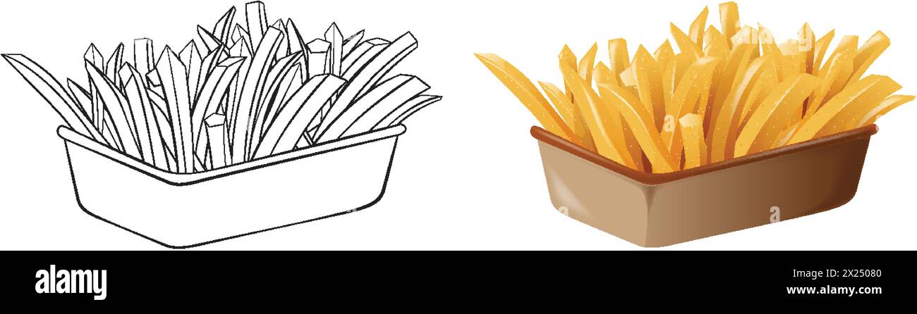 Vector illustration of fries, raw and colored Stock Vector Image & Art ...