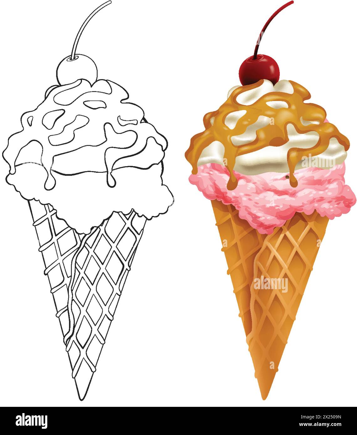Vector illustration of two ice cream cones Stock Vector Image & Art - Alamy