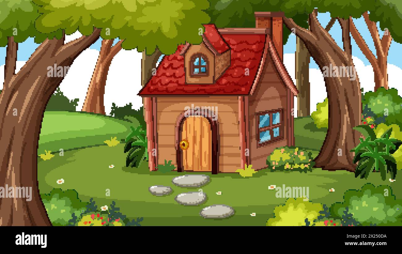 Stones trees in forest Stock Vector Images - Alamy