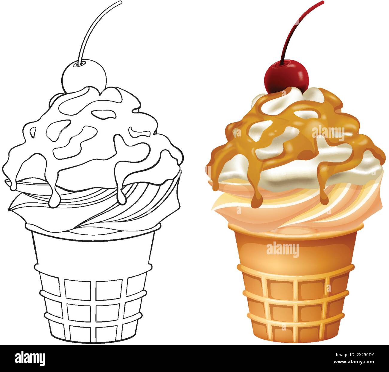 Vector illustration of a soft serve ice cream cone Stock Vector Image ...