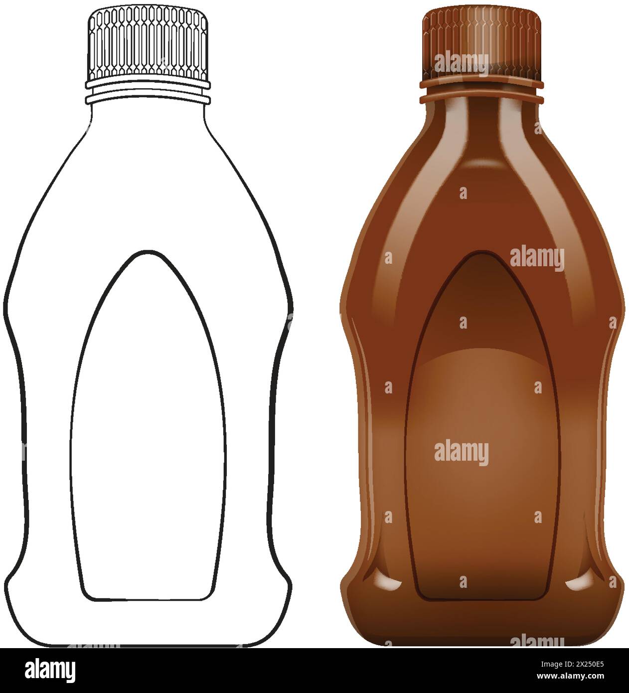 Vector drawing of an empty and full syrup bottle Stock Vector Image ...